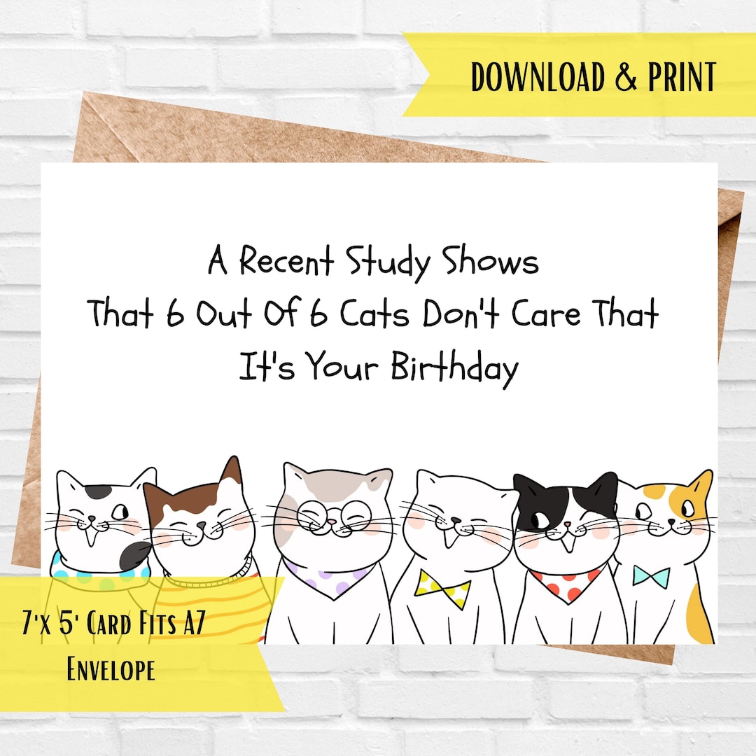 Funny Birthday Wishes, Cat Birthday Card, Happy Birthday Card With Cat ...