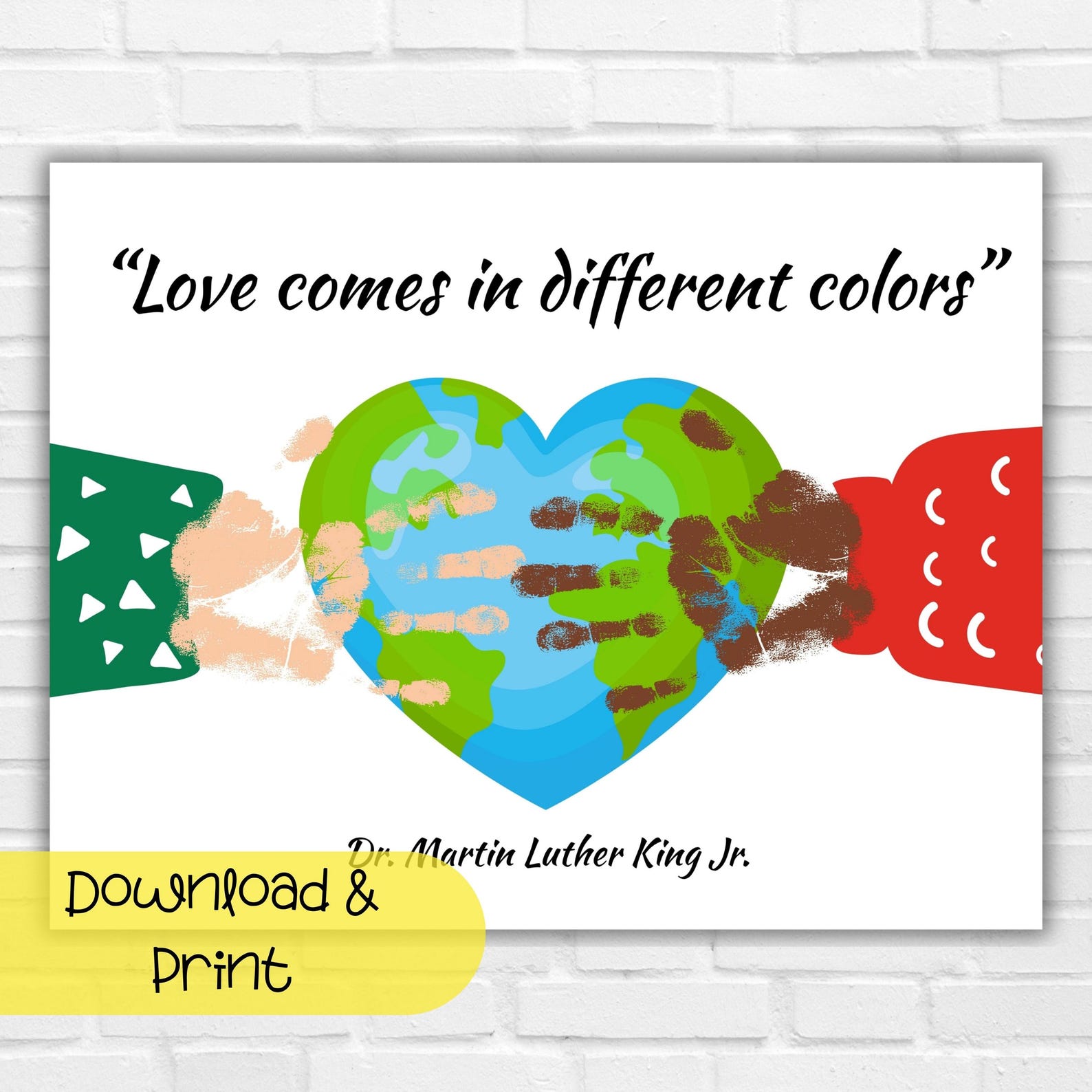 MLK Day Handprint Art, Printable Diversity Activity for Kids (instant ...