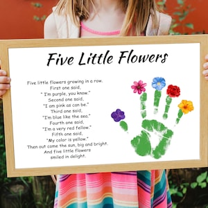 Five Little Flowers Handprint Art, Preschool Spring Activity, 5 Little ...