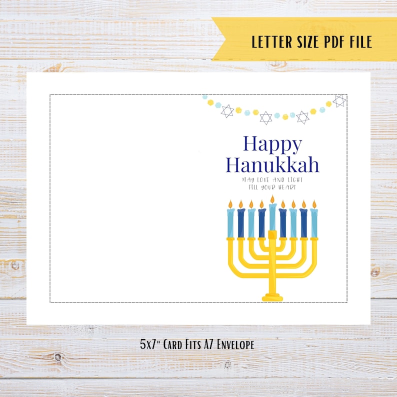 Happy Hanukkah Card Printable, Jewish Holiday Greetings, Festival of ...