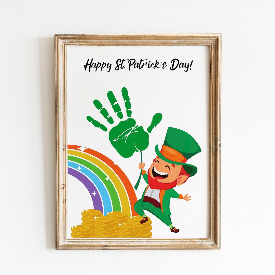 Handprint Craft for St Patrick's Day, Printable Leprechaun Handprint ...