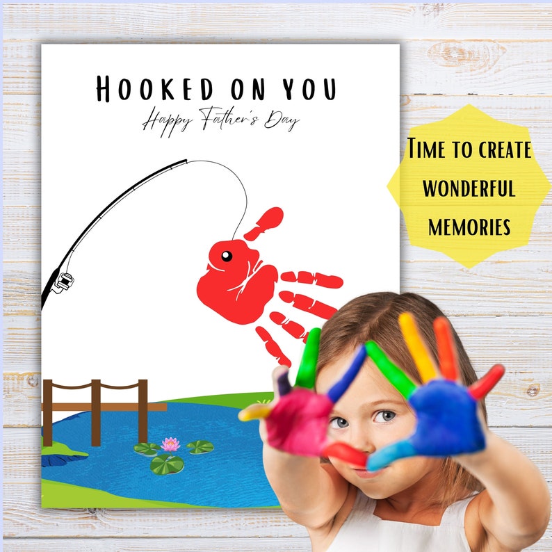 Fathers Day Handprint Activity, Printable Fathers Day Craft, Hooked on ...