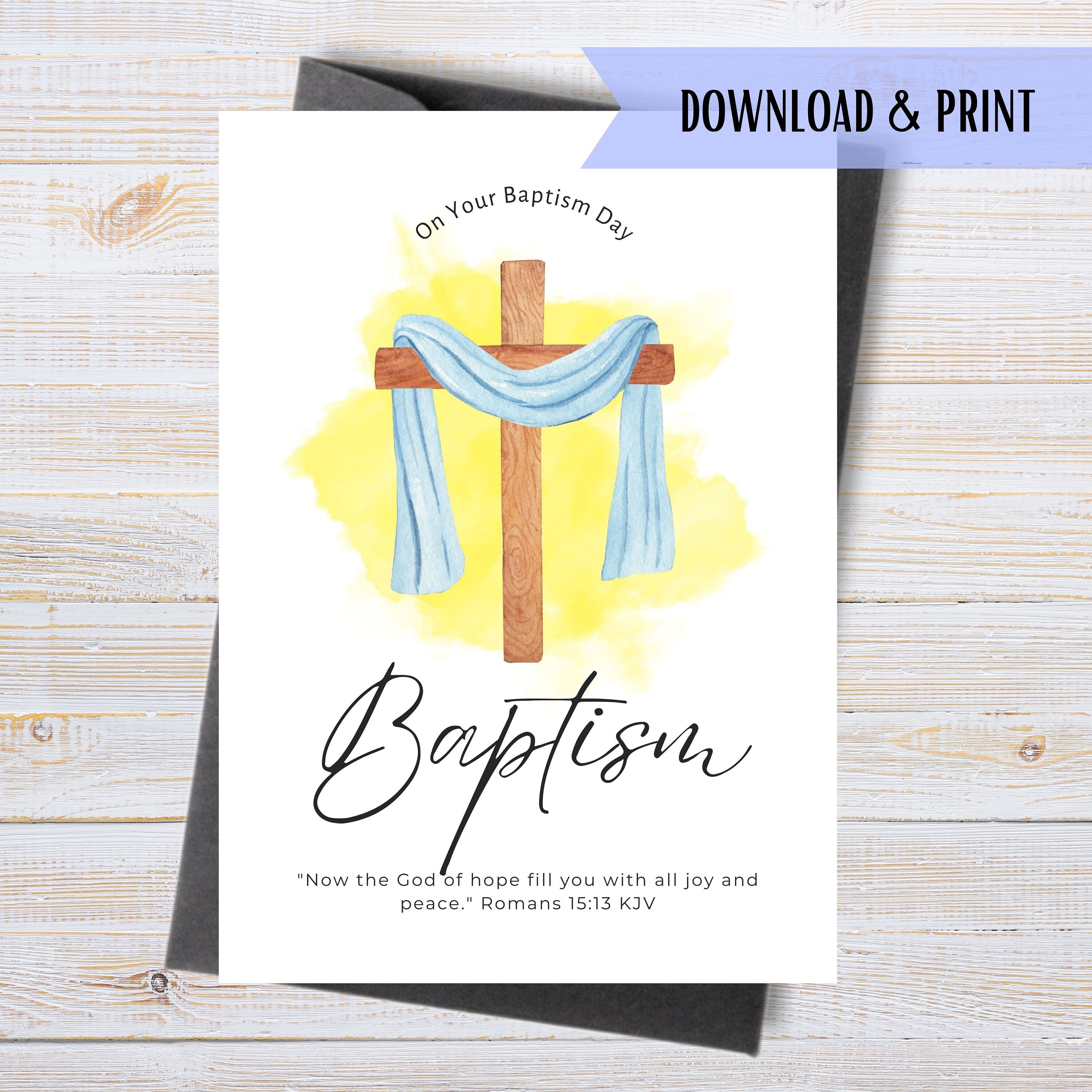 Printable Baptism Card Boy or Girl, on Your Baptism Day, Christian KJV ...