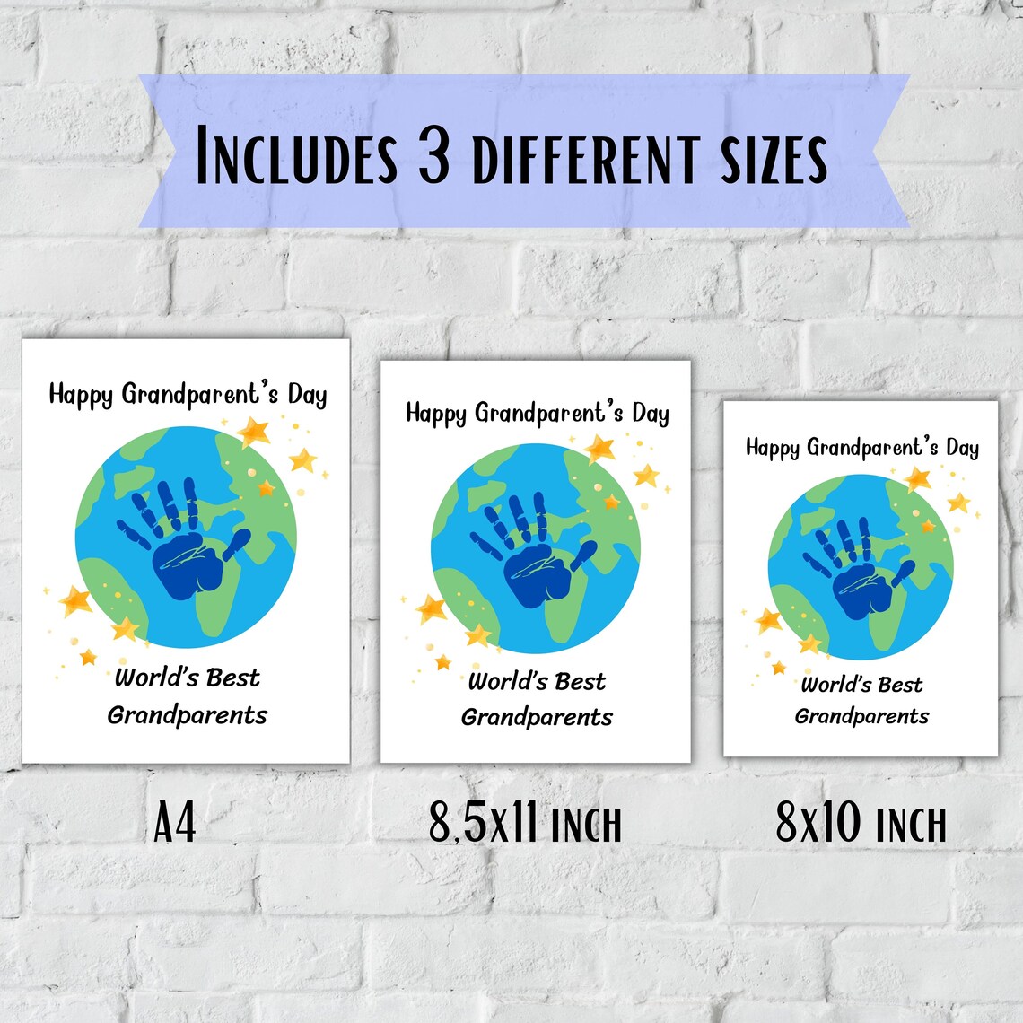 Printable Grandparent's Day Handprint, World's Best Grandparents, Gift ...