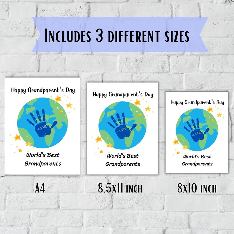 Printable Grandparent's Day Handprint, World's Best Grandparents, Gift ...