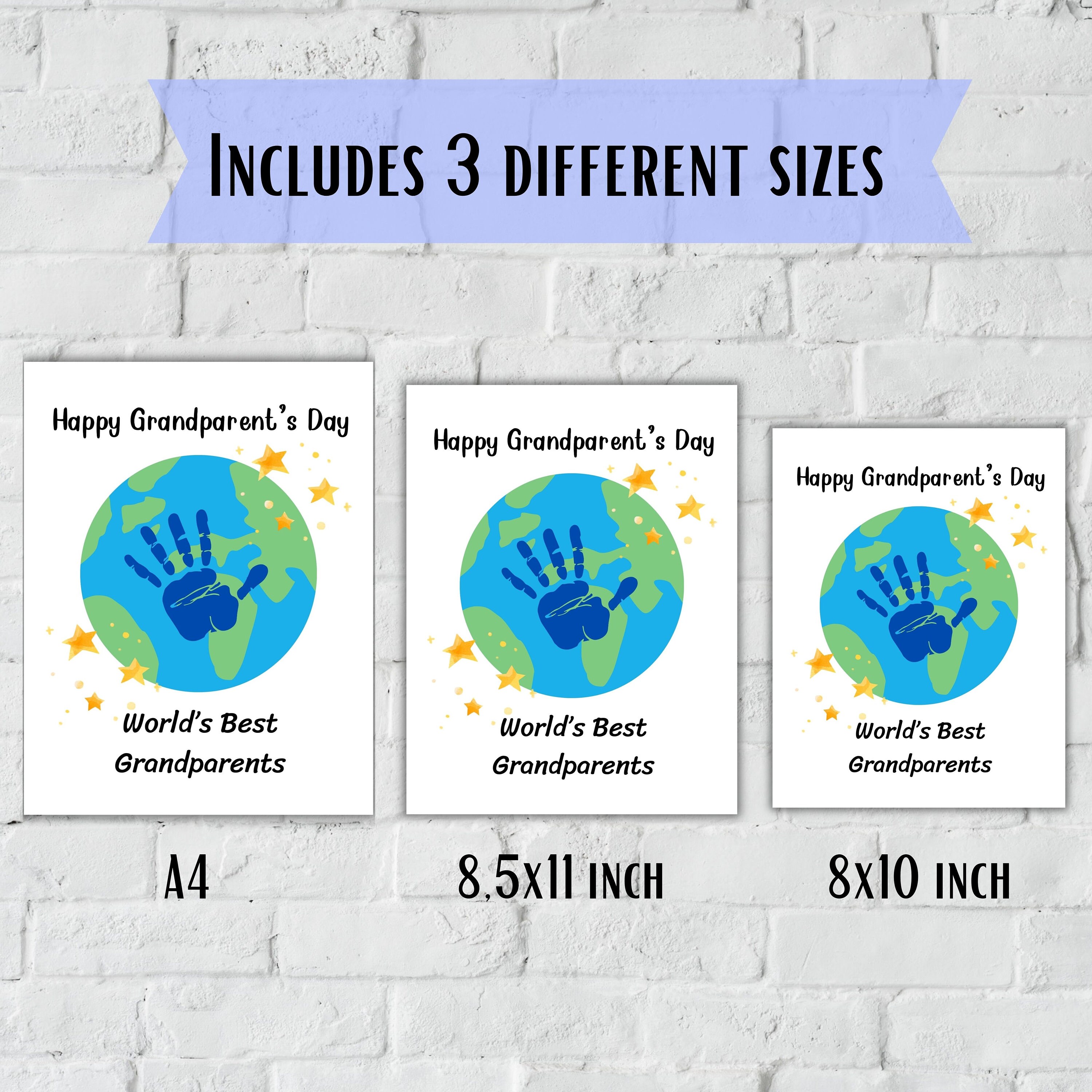 Printable Grandparent's Day Handprint, World's Best Grandparents, Gift ...