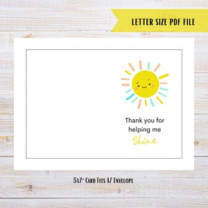 Teacher Appreciation Card, Printable Thank You Teacher Card, Sunshine ...