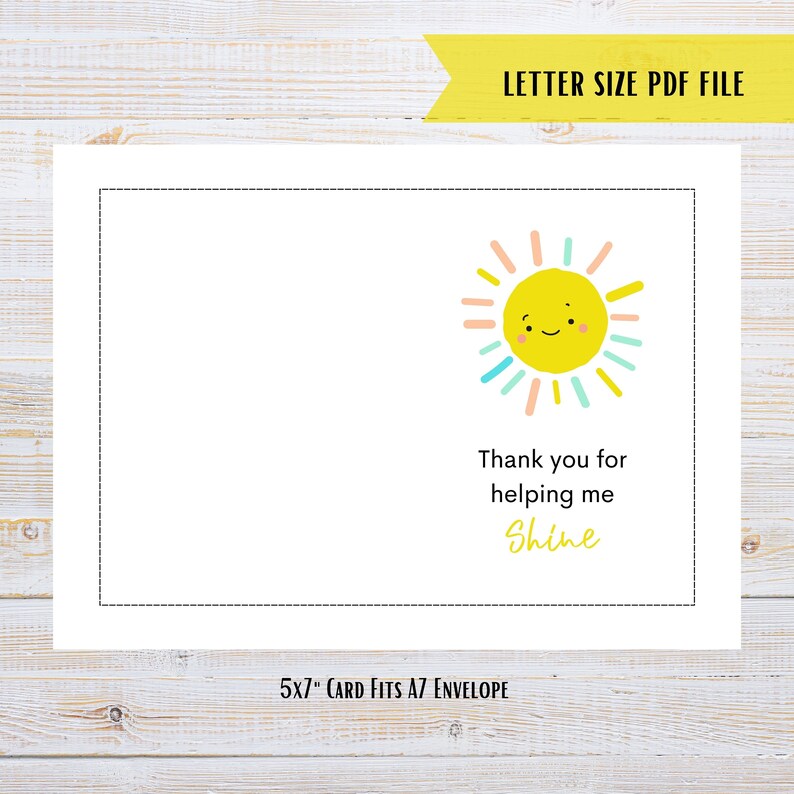 Teacher Appreciation Card, Printable Thank You Teacher Card, Sunshine ...