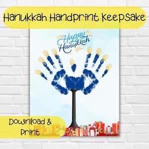 Hanukkah Candlestick Handprint Art, Jewish Kids Holiday Craft ...