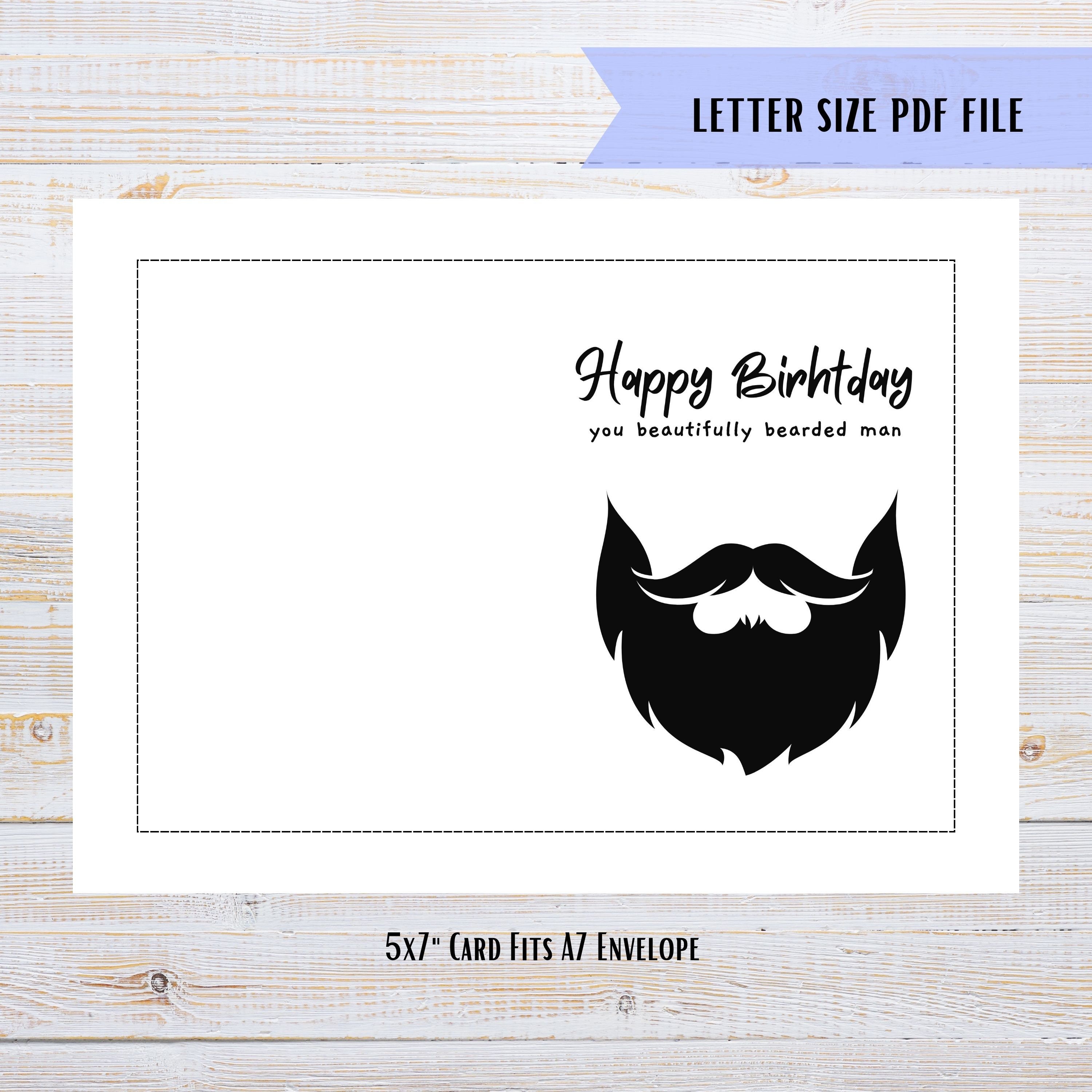 Printable Birthday Card for Bearded Mans Happy Birthday Card - Etsy