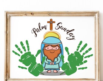 Palm Sunday Handprint Art Craft, Printable Palm Sunday Craft, Easter ...