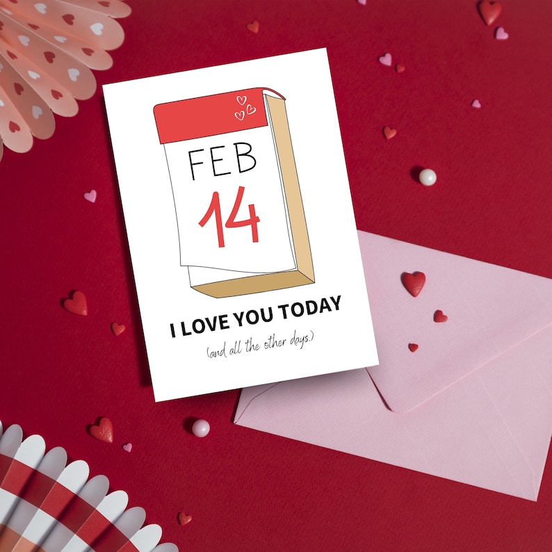 I Love You Card Printable, February 14th Greeting Card, Valentine's Day ...