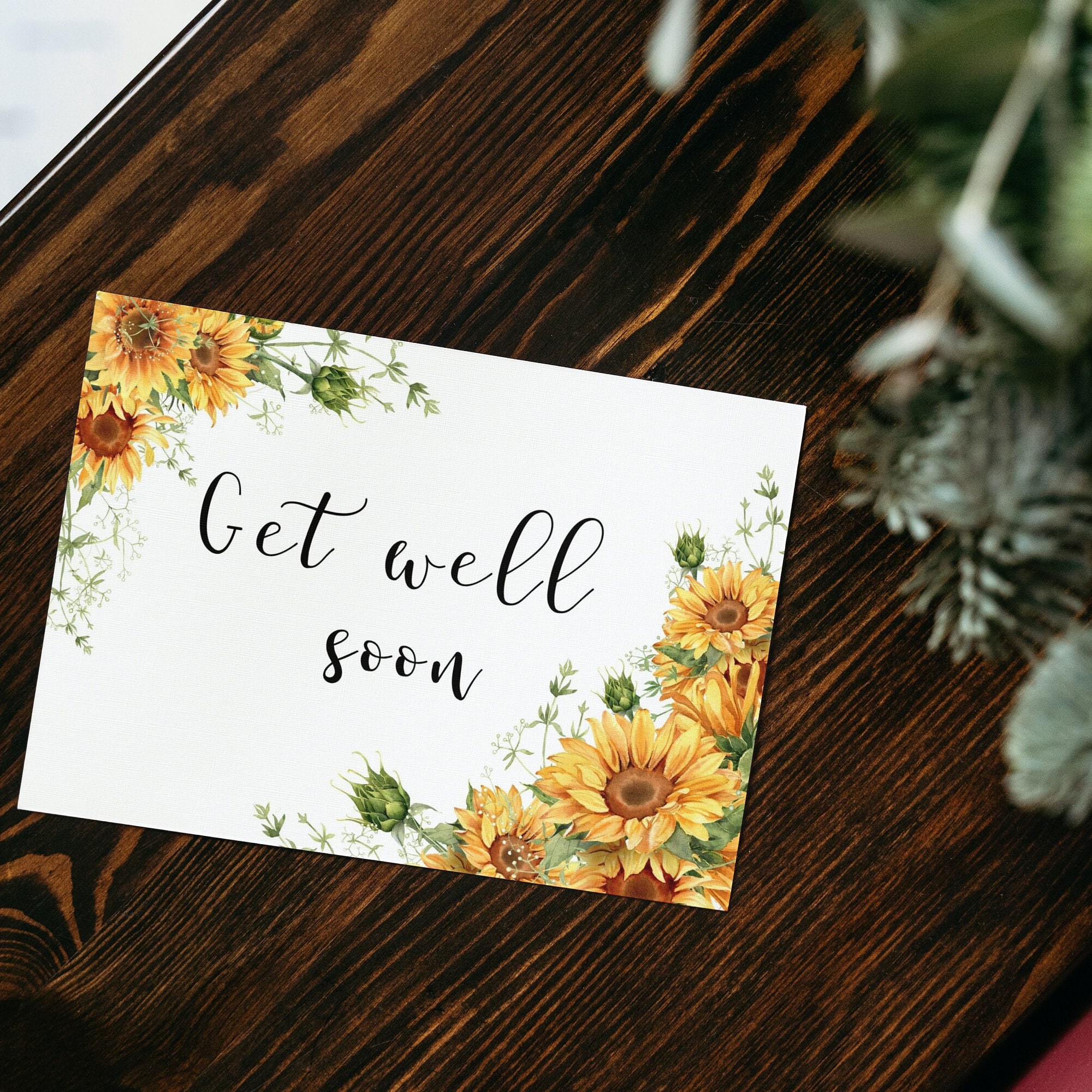 Sunflower Get Well Soon Card, Printable Feel Better Card, Digital ...