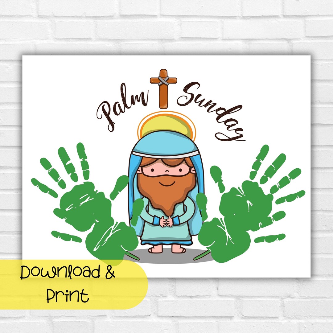 Palm Sunday Handprint Art, Easter Story Craft, Palm Sunday Activity ...