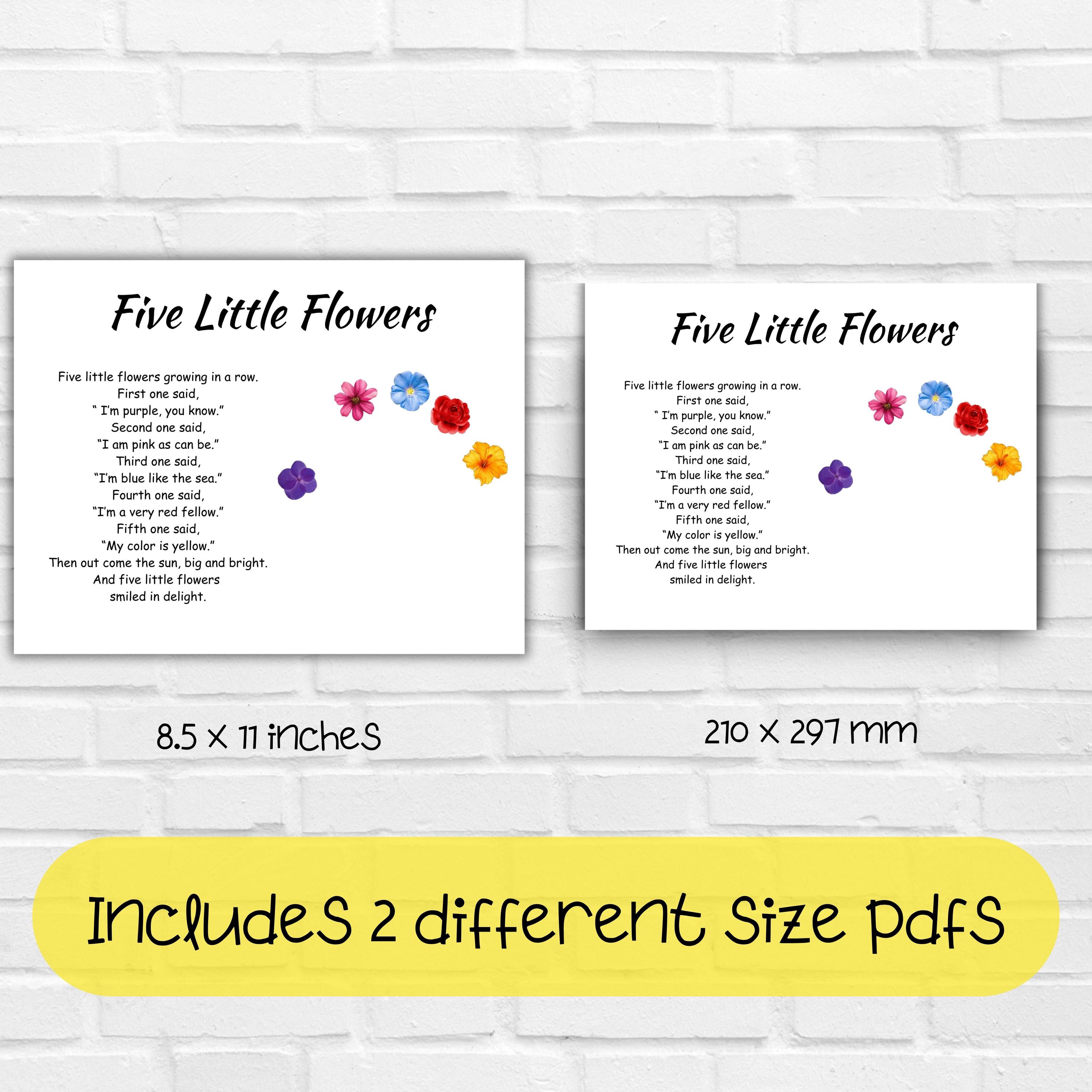 Five Little Flowers Handprint Art, Preschool Spring Activity, 5 Little ...