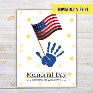 Printable Memorial Day Craft, Patriotic Handprint Activity, Kids ...