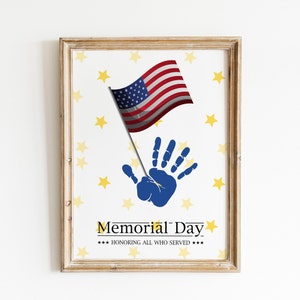 Printable Memorial Day Craft, Patriotic Handprint Activity, Kids ...