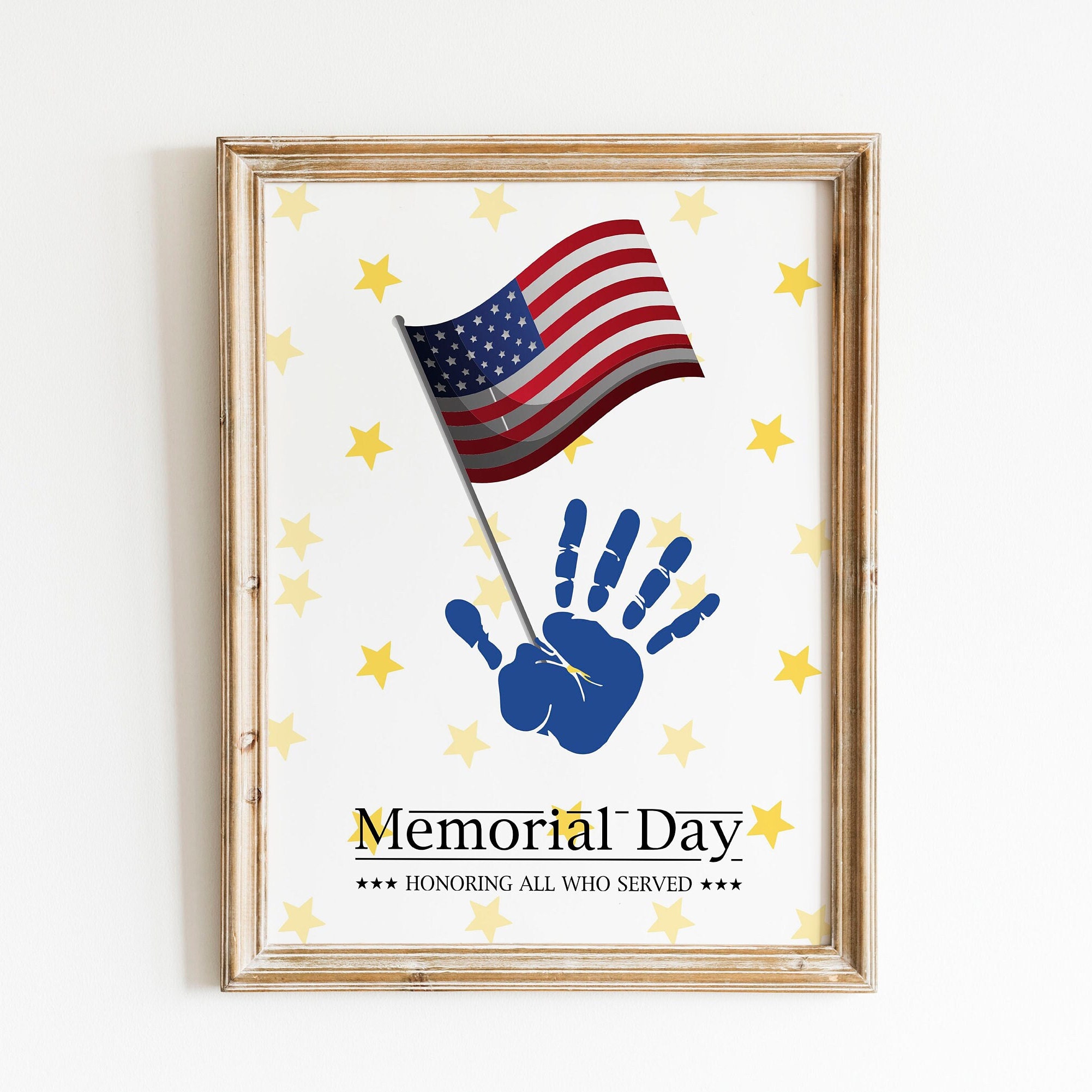 Printable Memorial Day Craft, Patriotic Handprint Activity, Kids ...