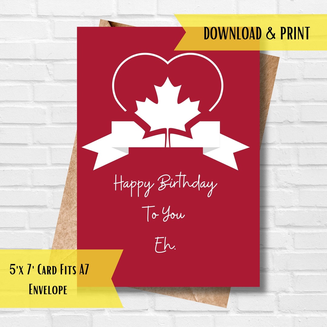 Canada Day Greeting Card, Happy Birthday Card, Red Maple Leaf ...
