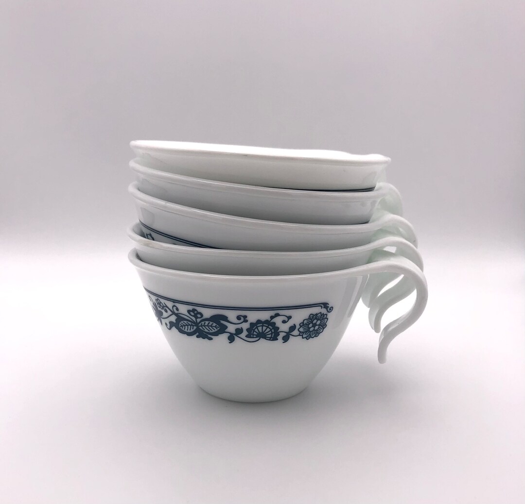 Corelle Corning Flat Cups in old Town Blue Pattern. Set of - Etsy