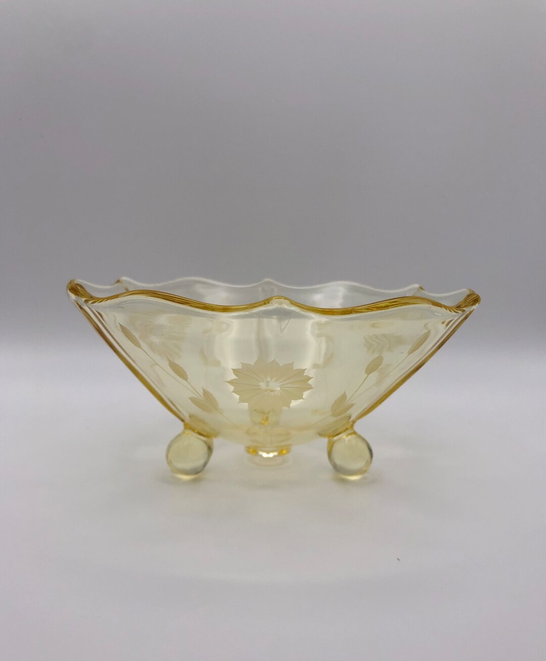 Glass Bowl, Depression Glass Bowl, Lancaster Glass, Yellow Bowl ...
