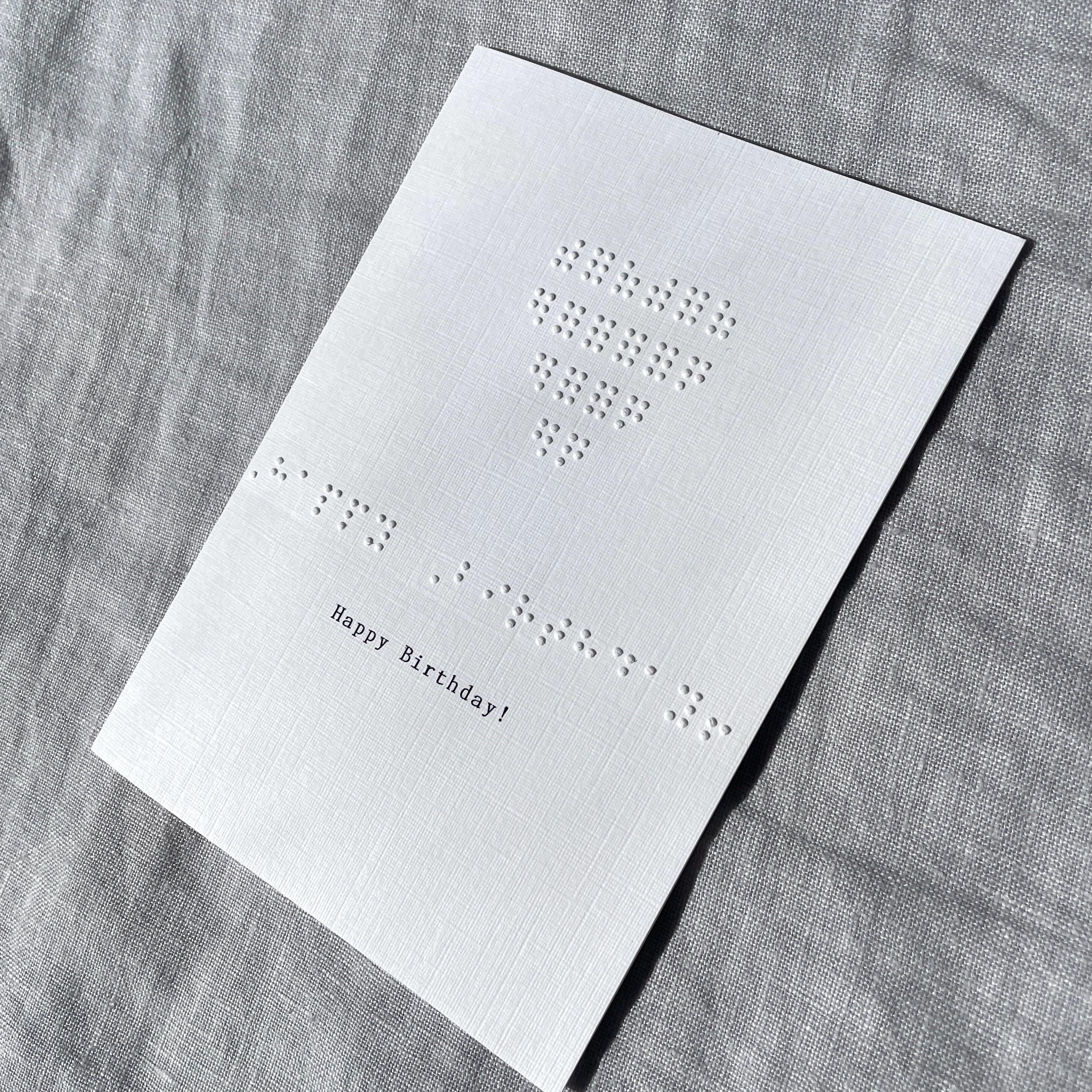 Braille Birthday Card, Tactile Heart, Personalised Braille Card, Happy ...