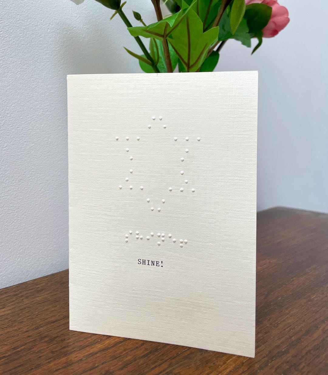 Braille Greetings Card, Tactile Star, Personalised Braille Card, Shine ...