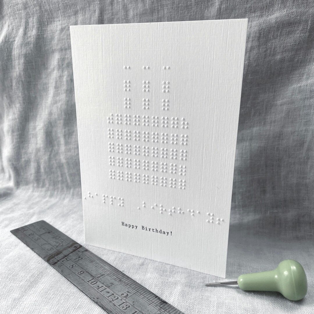 Braille Birthday Card, Birthday Cake Design, Personalised Braille Card ...