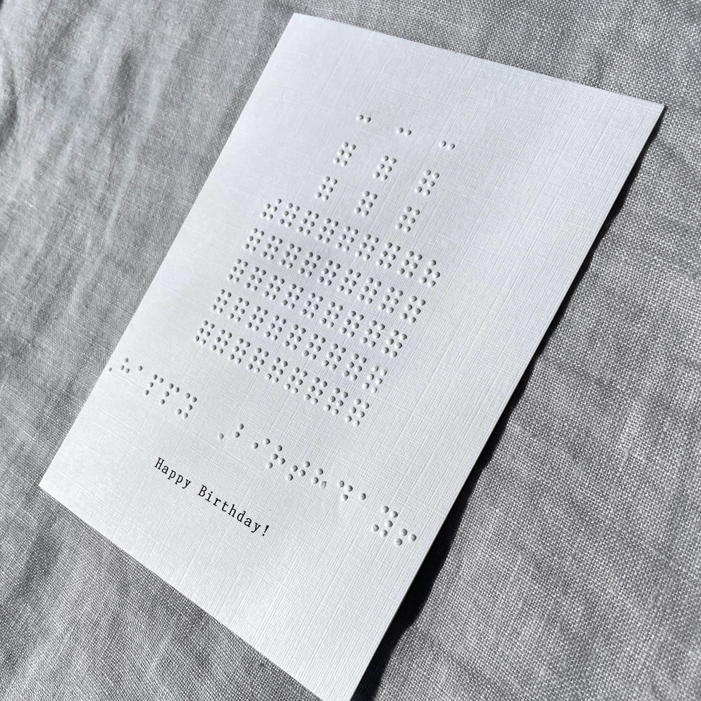 Braille Birthday Card, Birthday Cake Design, Personalised Braille Card ...