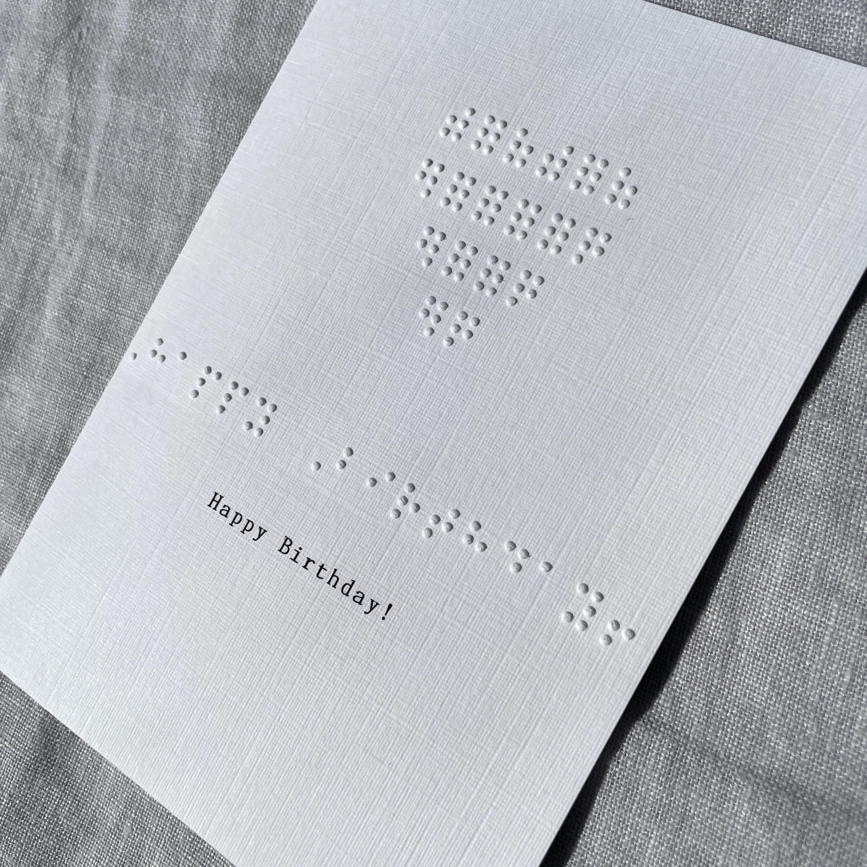 Braille Birthday Card, Tactile Heart, Personalised Braille Card, Happy ...