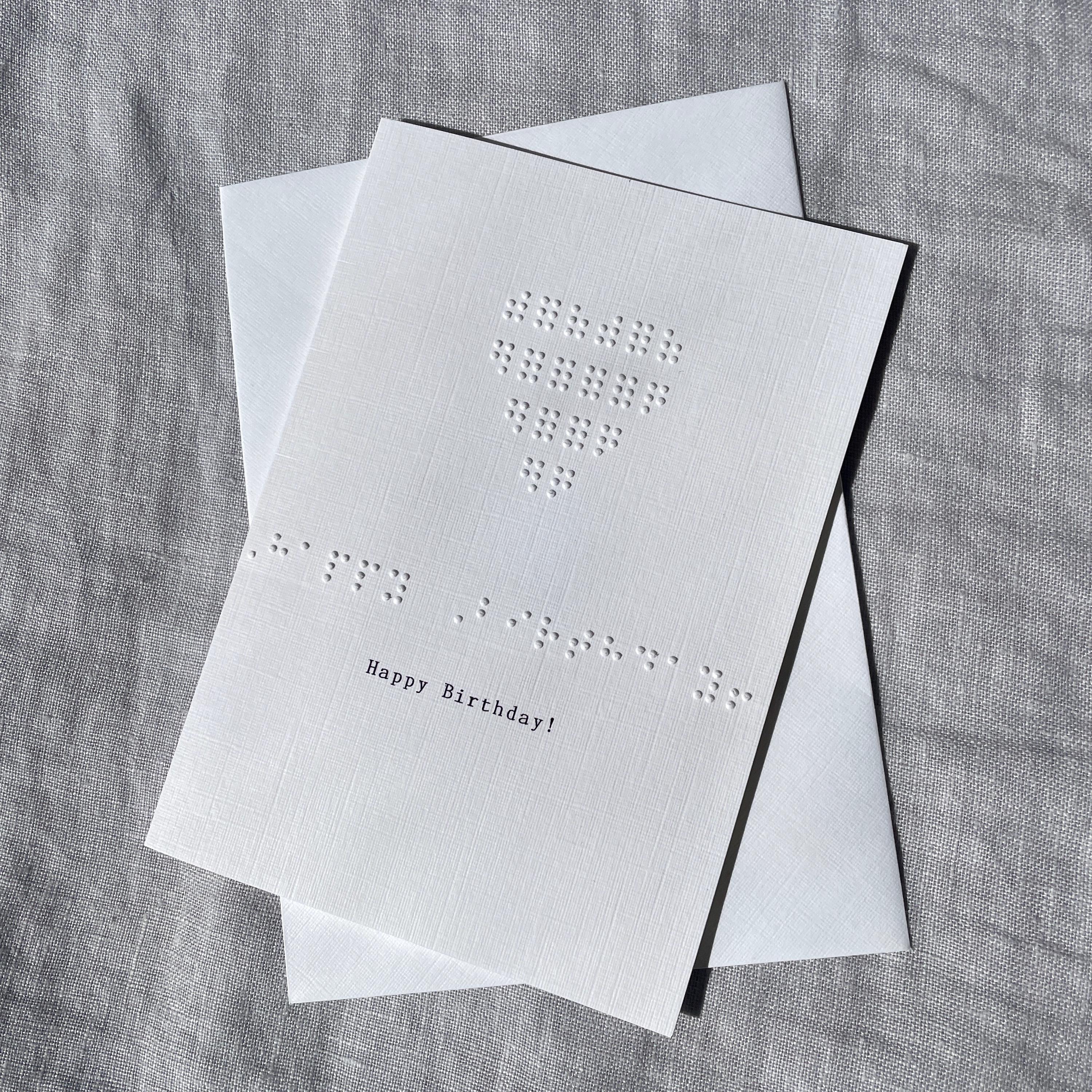 Braille Birthday Card, Tactile Heart, Personalised Braille Card, Happy ...