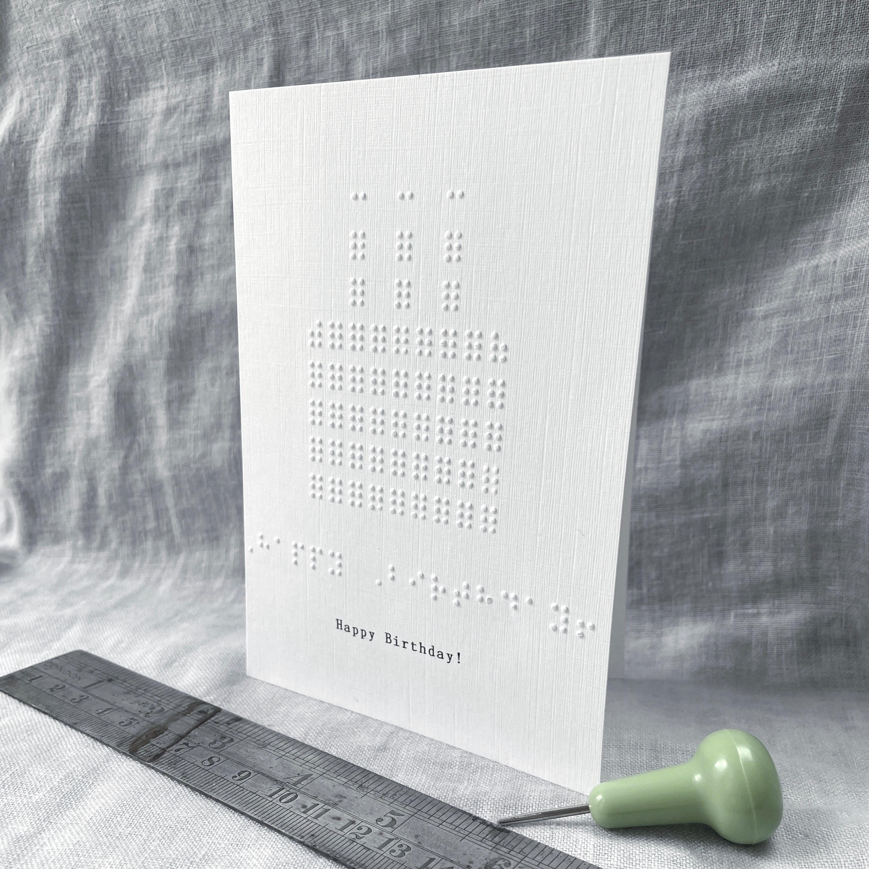 Braille Birthday Card, Birthday Cake Design, Personalised Braille Card ...