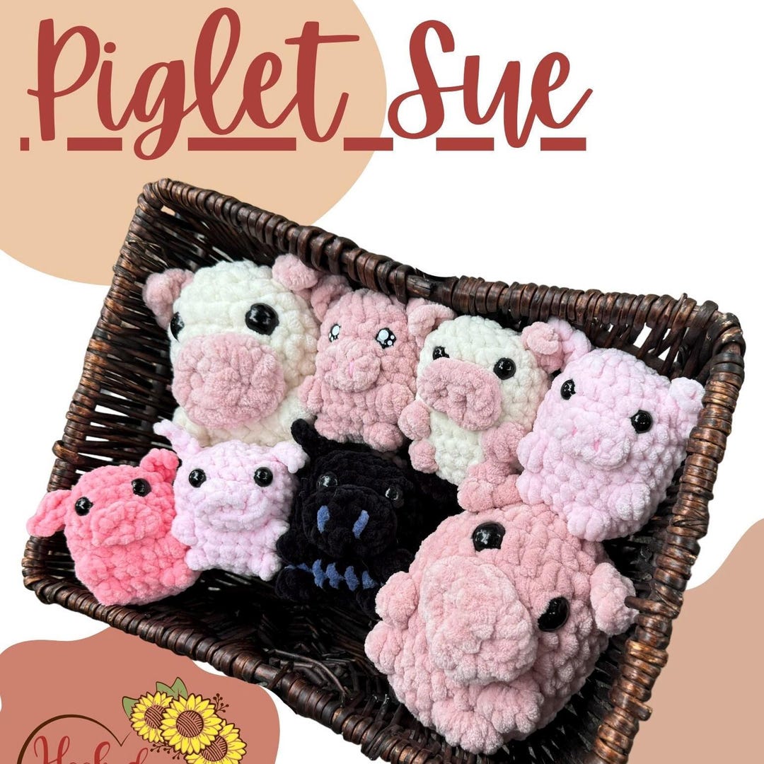 Low Sew Crochet Pig Pattern | PDF | Piglet Plushie - Etsy