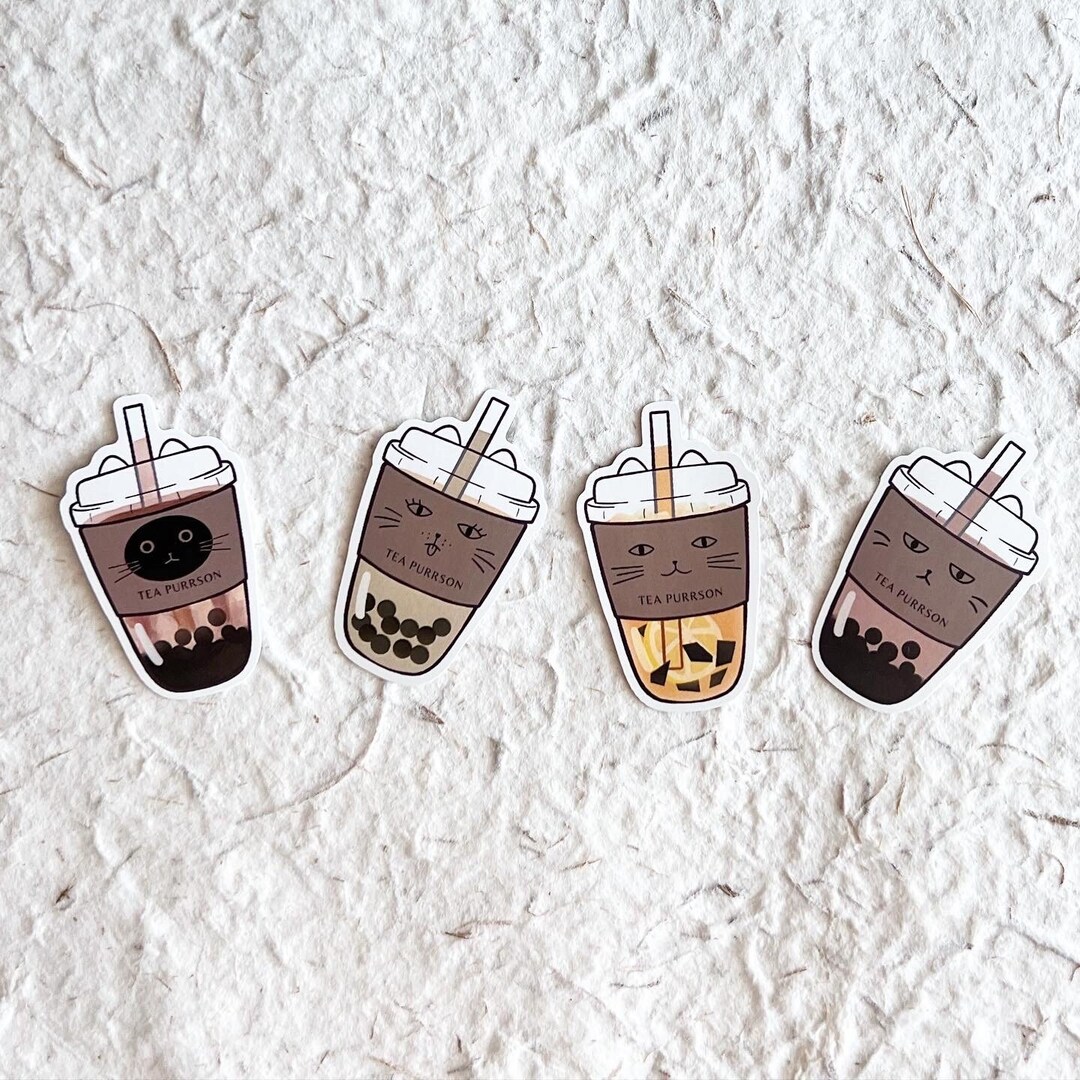Tea Purrson's Vinyl Boba Tea/milk Tea Stickers- Matte | Laptop Stickers ...
