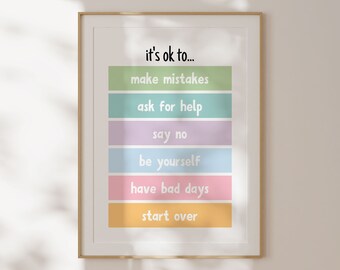 It's Okay to Not Be Okay Poster, Boho Classroom Decor, Classroom ...