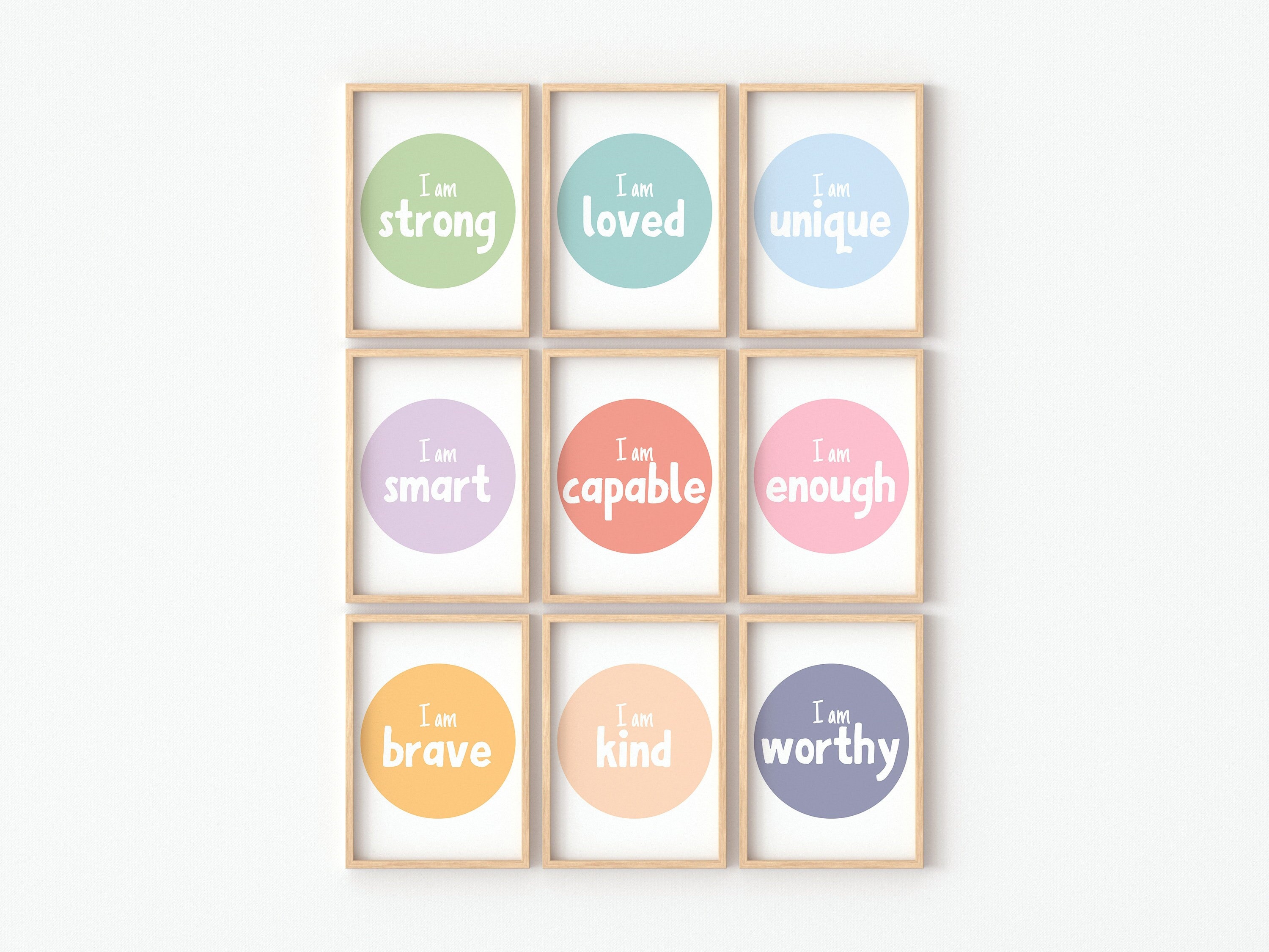 Positive Affirmations Print Set, Girls Bedroom Wall Art, Pastel Rainbow ...