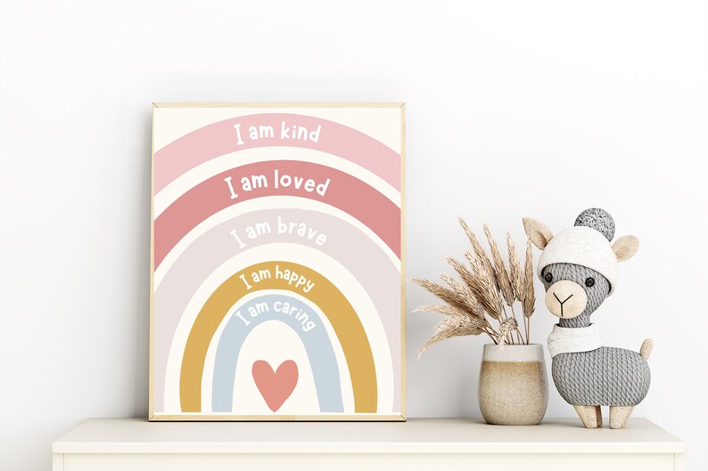 Affirmations for Kids PRINTABLE Wall Art, Rainbow Positive Affirmations ...