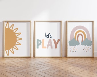 Set of 3 Playroom Prints, Play All Day Print, Nursery Wall Art ...
