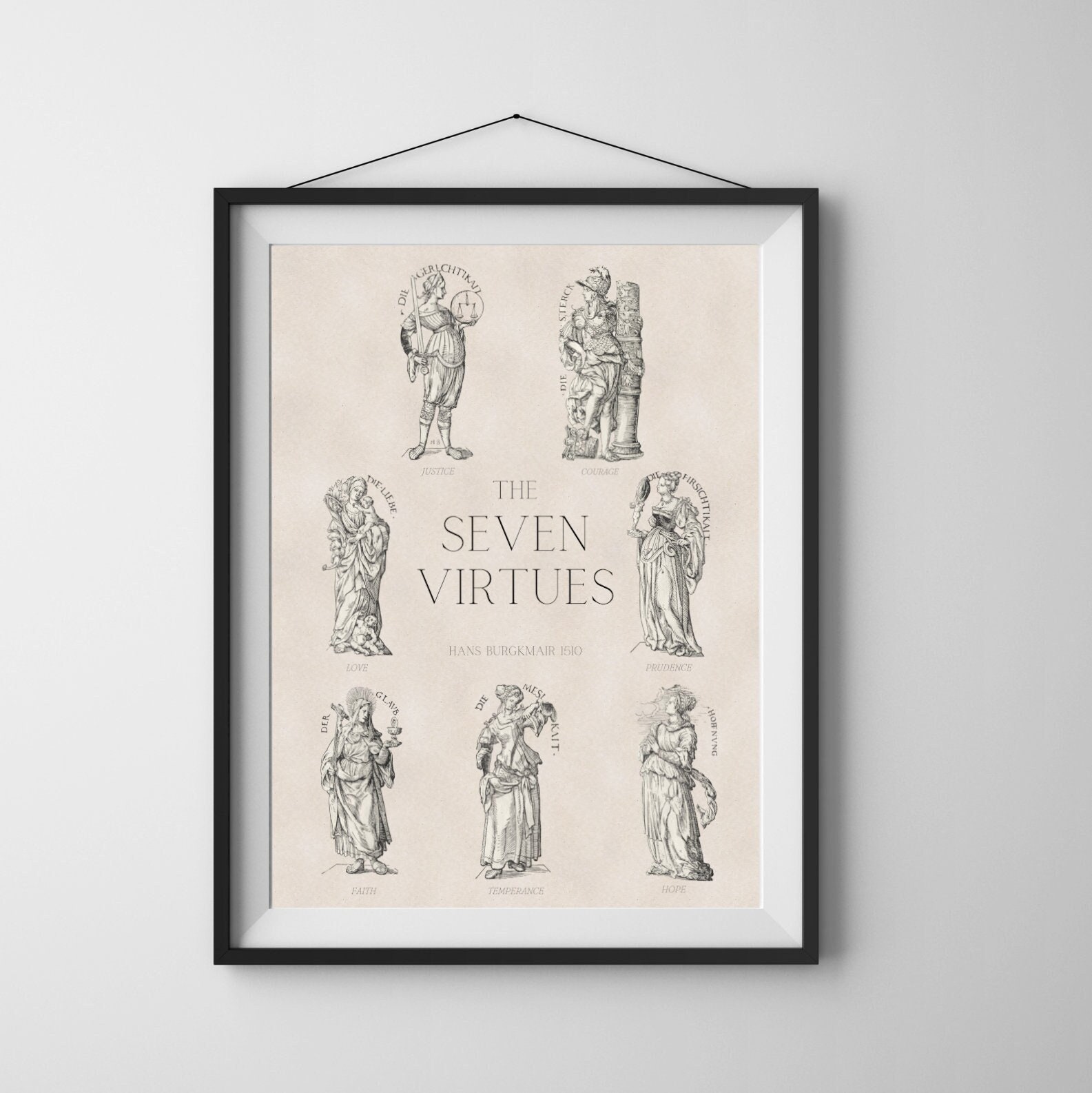 The Seven Virtues | Hans Burgkmair 1510 for Digital Download | Printable Wall Art - Etsy