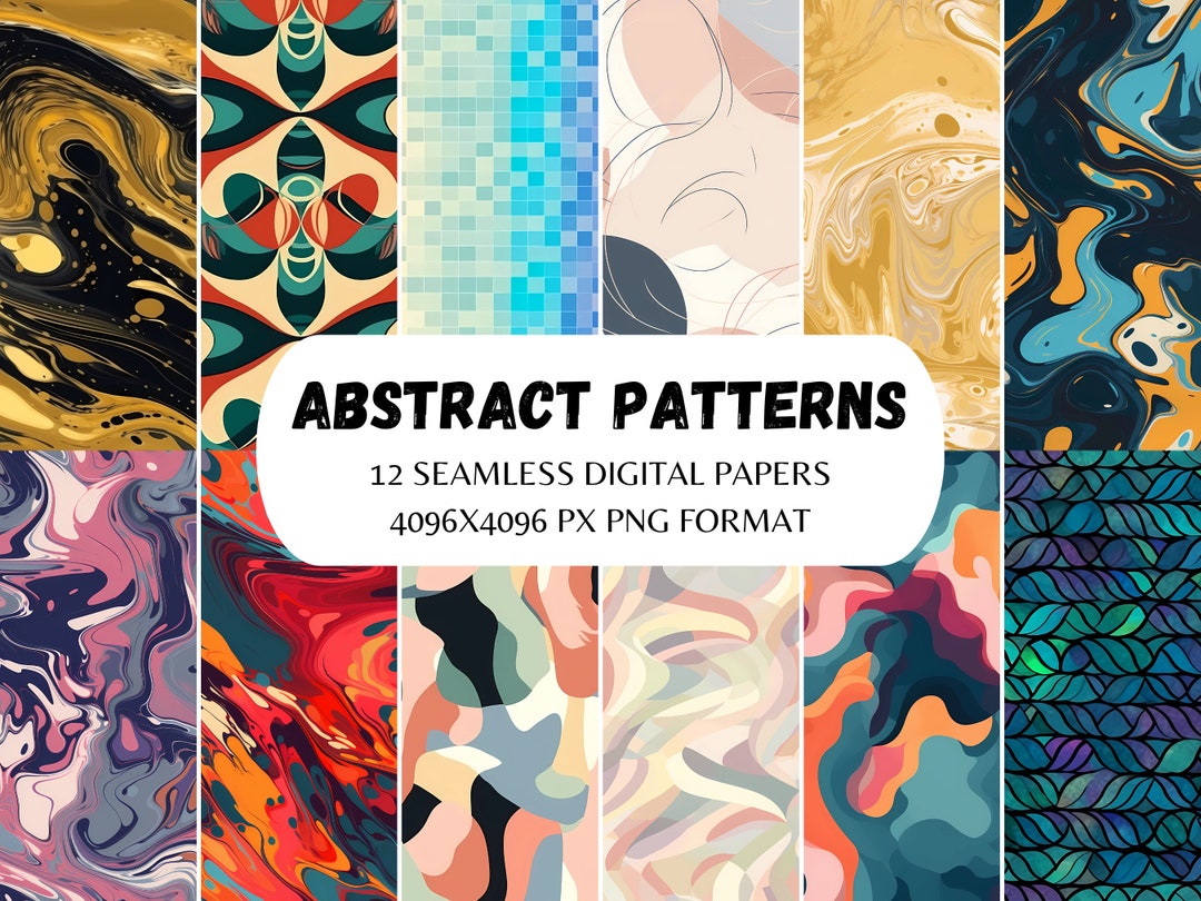 12 Abstract Digital Papers, Seamless Patterns, Stylish Abstract ...