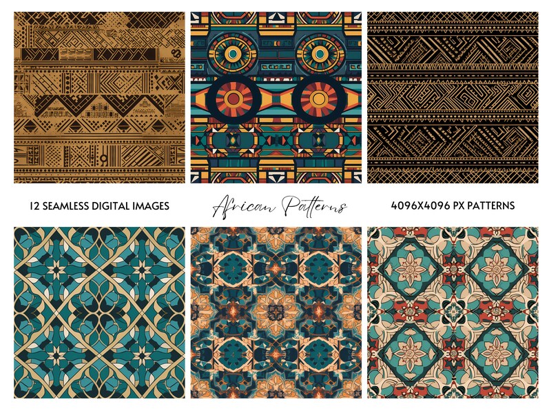 African Pattern Set (12 Seamless Designs) Downloadable Images - Etsy