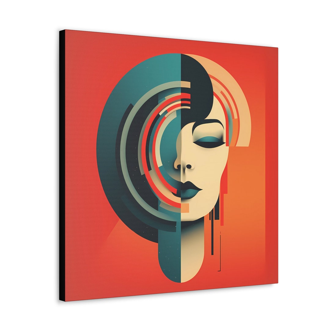 Abstract Face Art Canvas Gallery Wraps, Funky Figurative Canvas ...