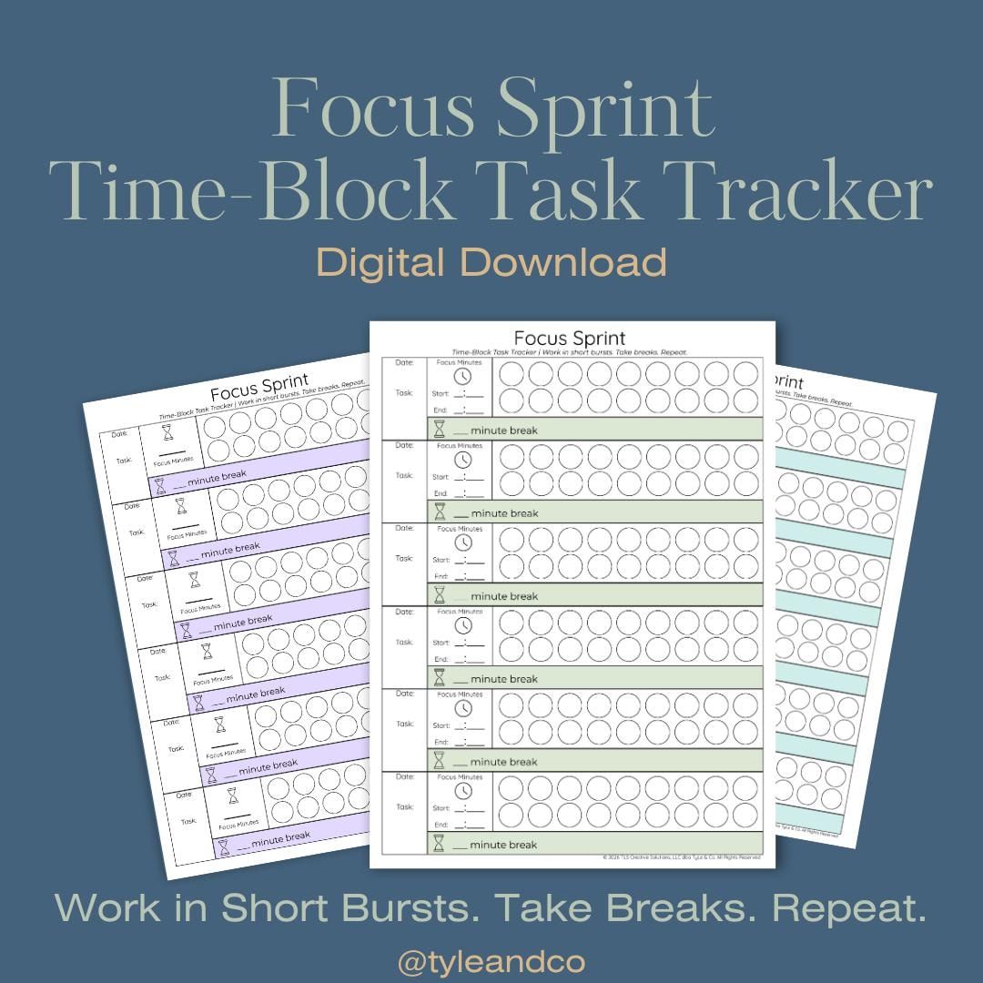 Focus Sprint – Time-block Task Tracker | Printable Focus Tool for Kids ...