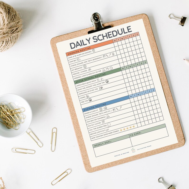 Printable Daily Routine Chart | Visual Schedule for Kids, Teens ...