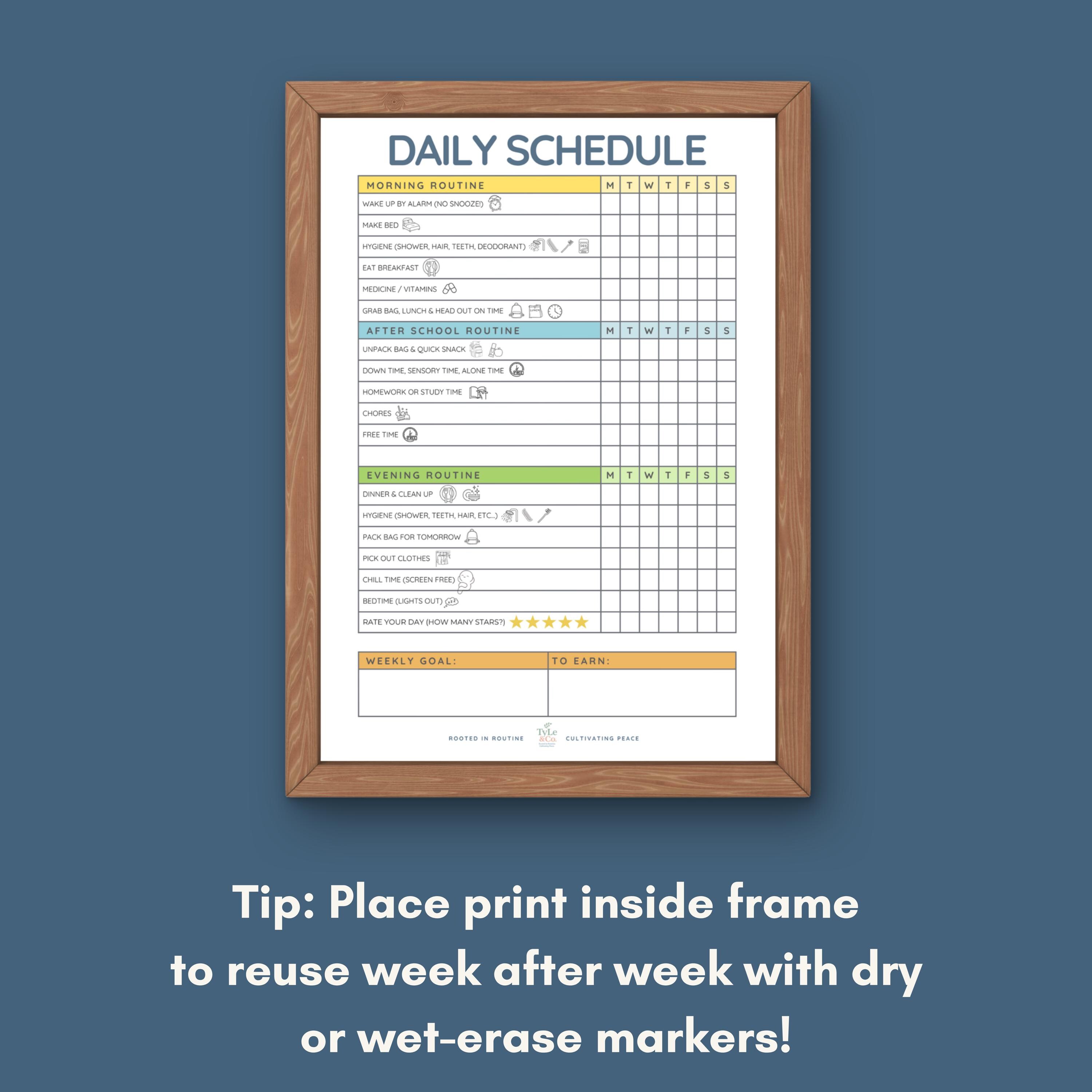 Printable Daily Routine Chart for Teens & Tweens: Neurodivergent ...