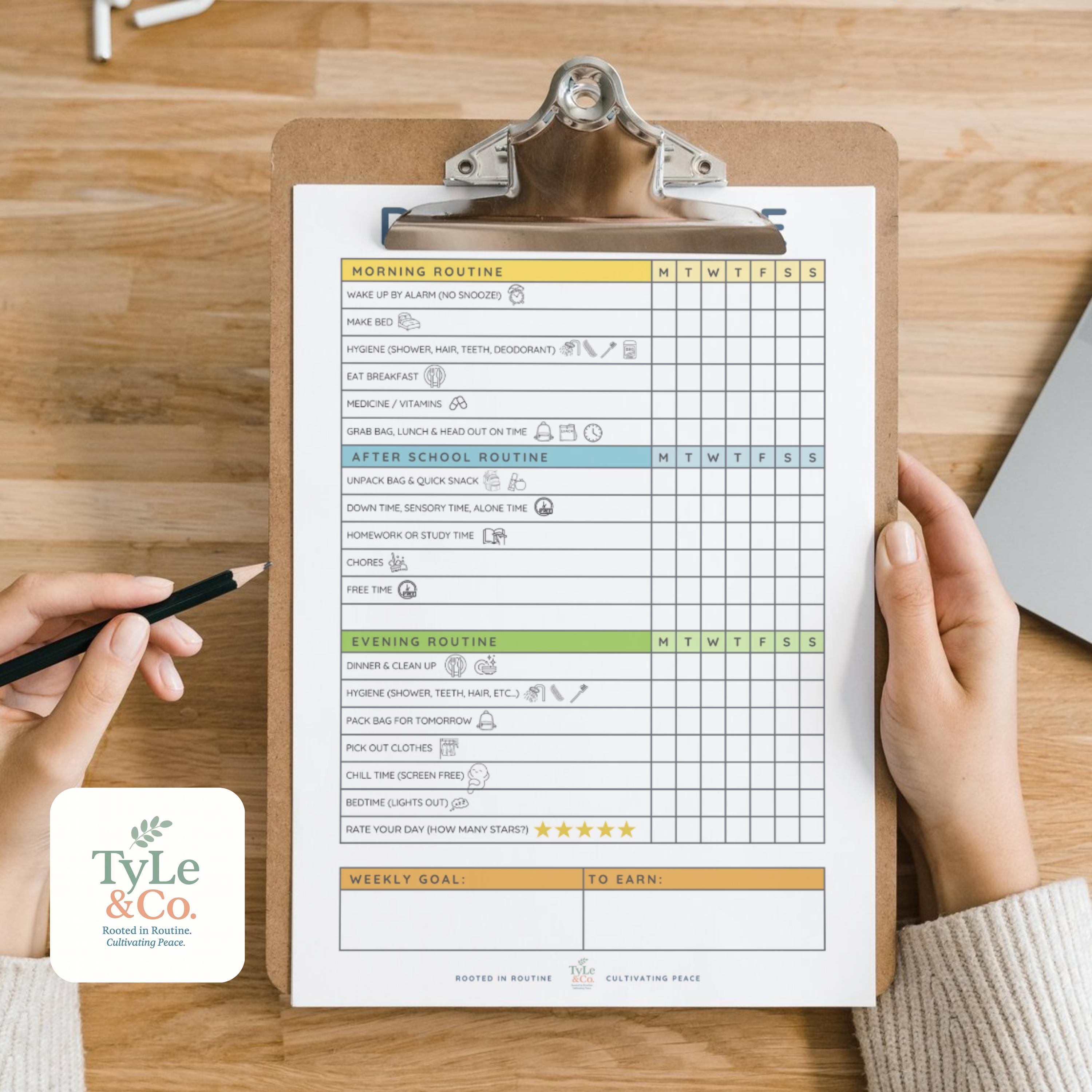 Printable Daily Routine Chart for Teens & Tweens: Neurodivergent ...