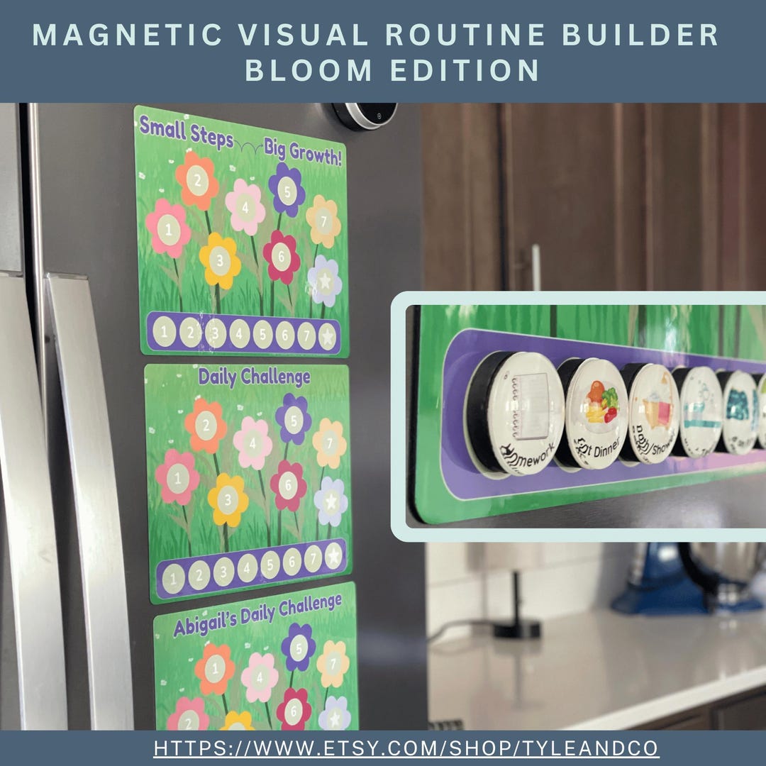 Magnetic Visual Routine Chart – Bloom Edition, Kids Daily Schedule - Etsy