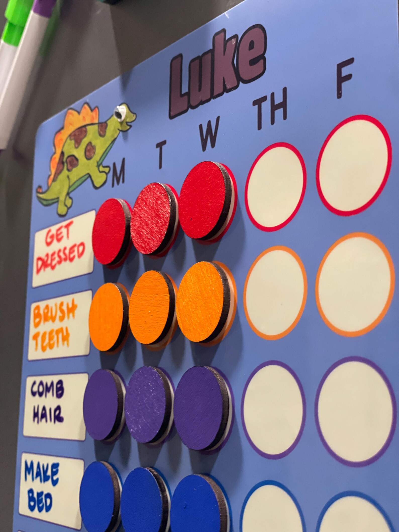 Personalized Dinosaur Routine Chart | Magnetic Chore Board for Kids ...