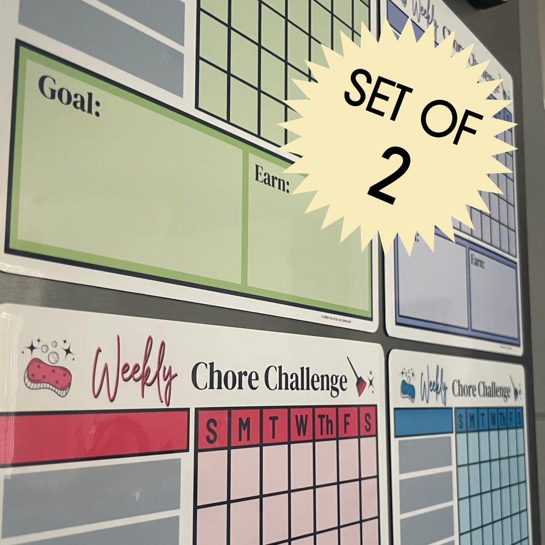 Magnetic Dry-erase Family Chore Chart Challenge Set of 2 Customizable ...