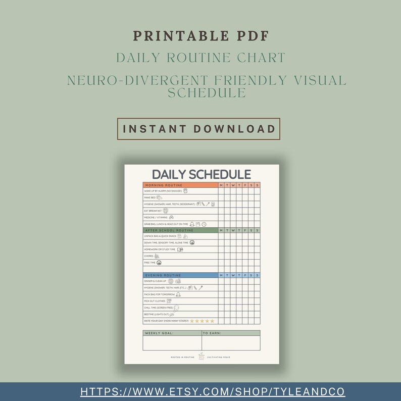 Printable Daily Routine Chart | Visual Schedule for Kids, Teens ...